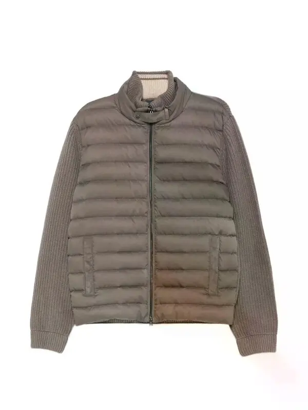 Herno Quilted Panel Knitted Jacket - Grey