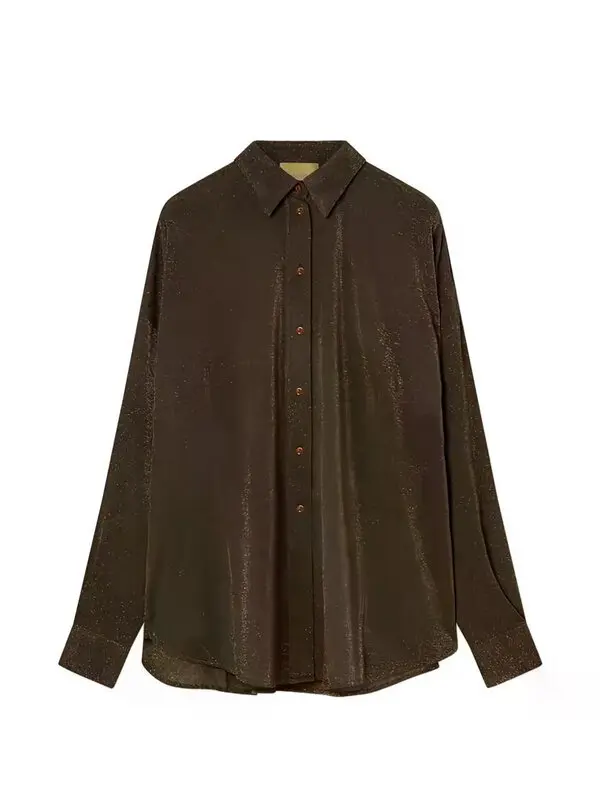 Momoni Pitanga Bis Lurex-jersey Shirt - Brown
