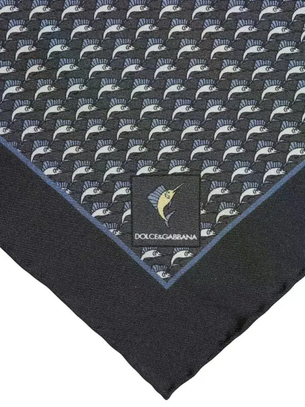 Dolce & Gabbana Fish-print Silk Pocket Square