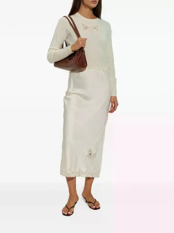 LoveShackFancy Mingley Lace-bow Sweater - Neutrals