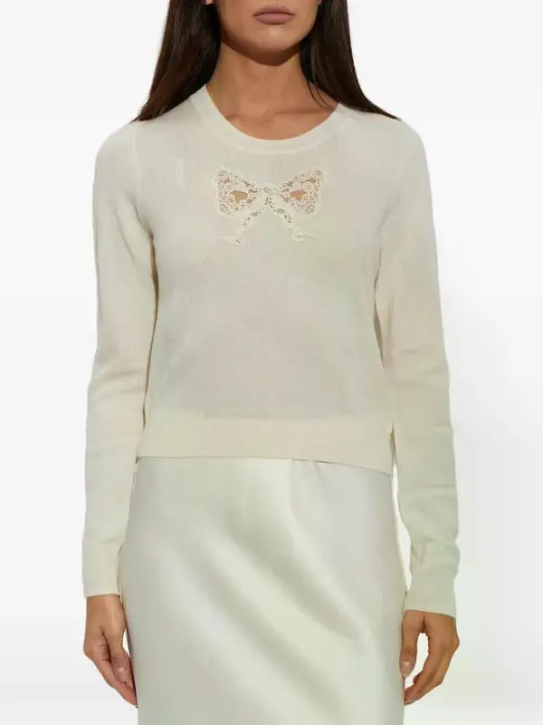 LoveShackFancy Mingley Lace-bow Sweater - Neutrals