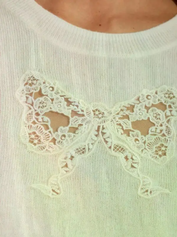 LoveShackFancy Mingley Lace-bow Sweater - Neutrals