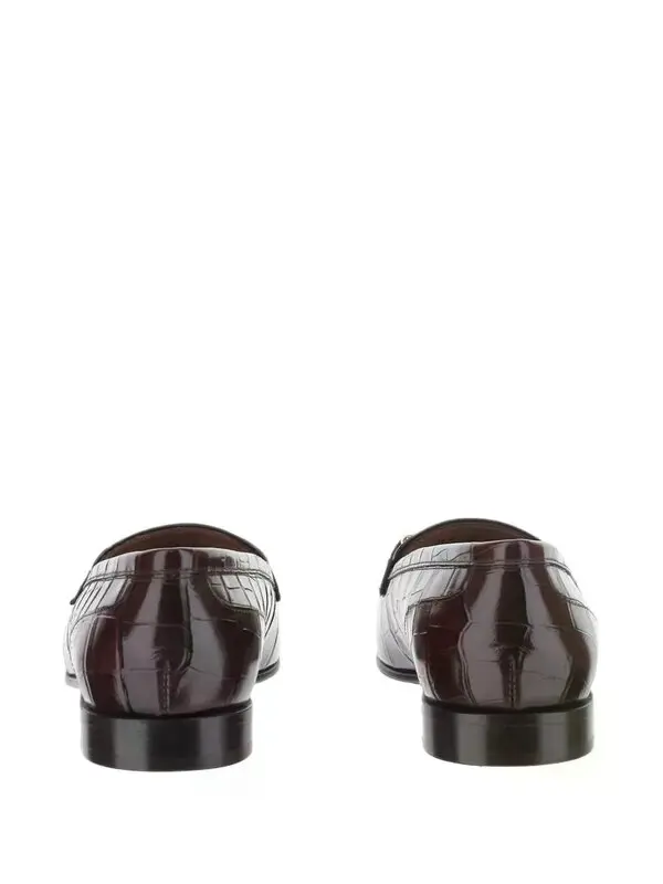 FERRAGAMO Gancini Croc-effect Leather Loafers