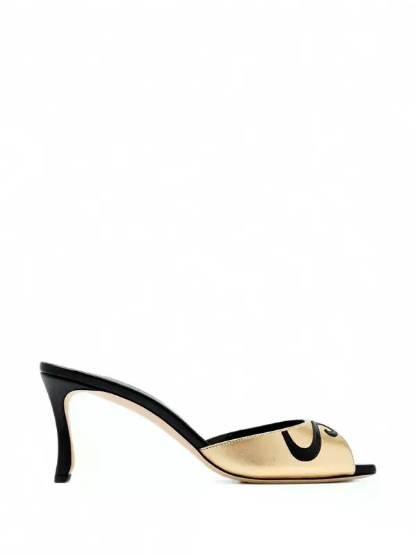 Manolo Blahnik Scroll-applique Leather Heeled Sandals