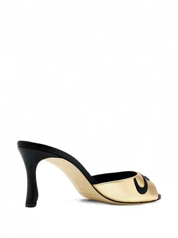 Manolo Blahnik Scroll-applique Leather Heeled Sandals