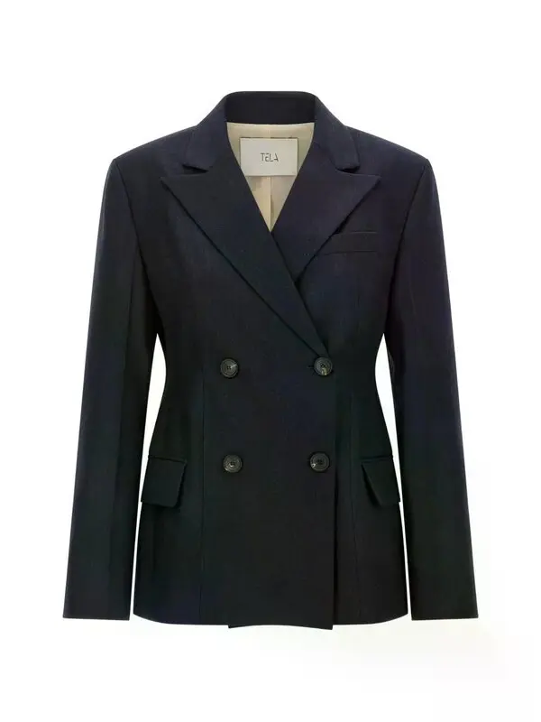 TELA Florence Double-breasted Peak-lapel Blazer