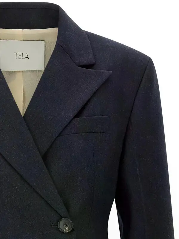 TELA Florence Double-breasted Peak-lapel Blazer
