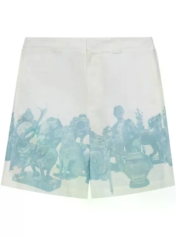 Givenchy Bermuda Shorts In Linen With Hubert Objects Print