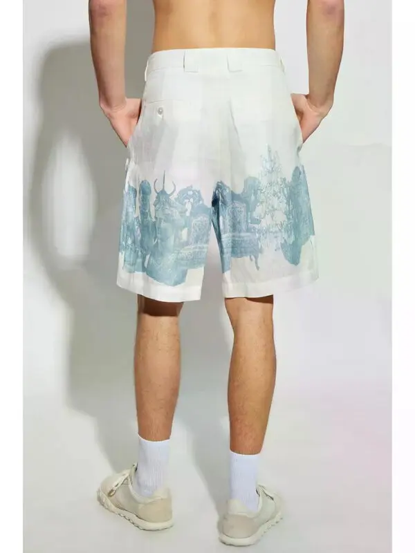 Givenchy Bermuda Shorts In Linen With Hubert Objects Print