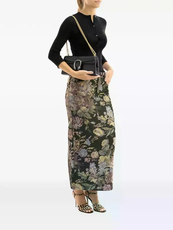 Ralph Lauren Floral-print Tapestry Maxi Skirt - Black