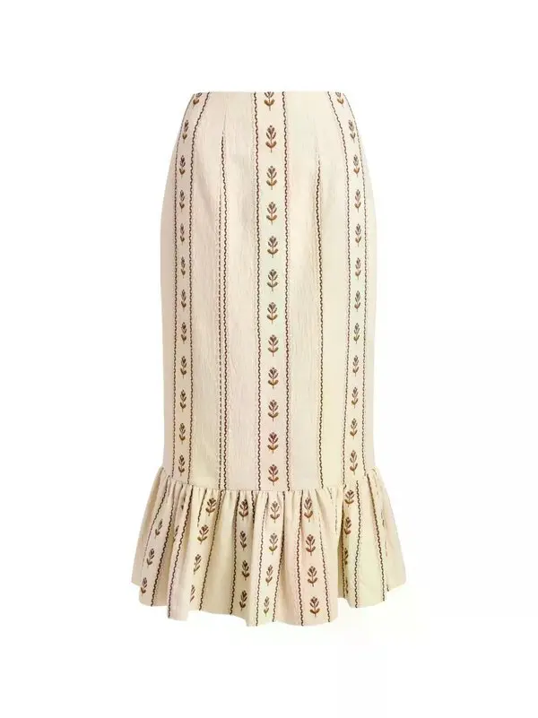 MARKARIAN Suri Floral-stripe Fitted Midi Skirt
