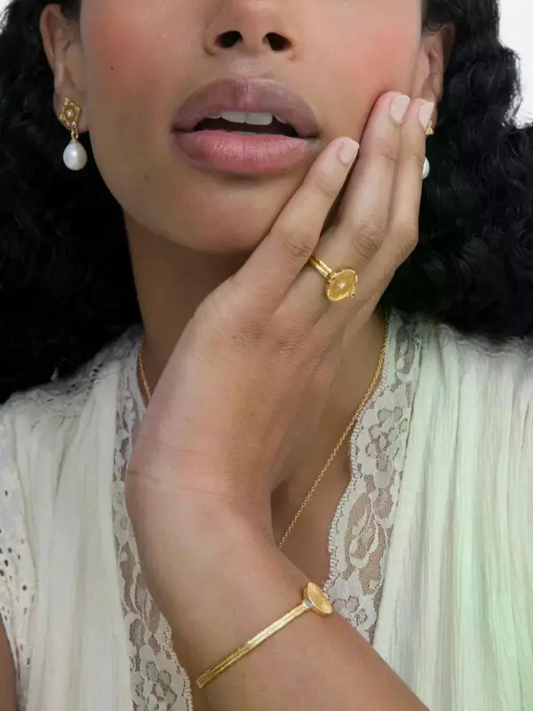 OTTOMAN HANDS Pearl Shield Drop Earrings