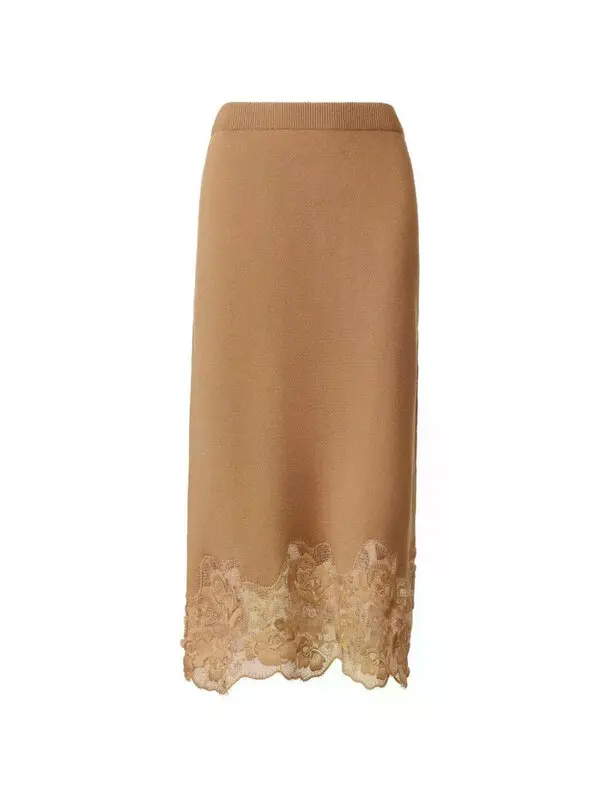 Fabiana Filippi Lace-trim Knitted Midi Skirt - Neutrals