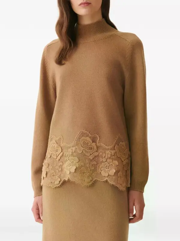 Fabiana Filippi Lace-trim Roll-neck Sweater