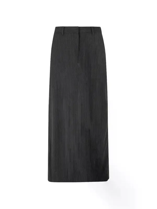 DUNST Pinstripe-pattern Slit-detail Midi Skirt