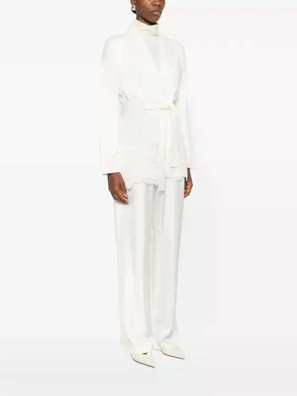 Fabiana Filippi Lace-trimmed Belted Cardigan - White