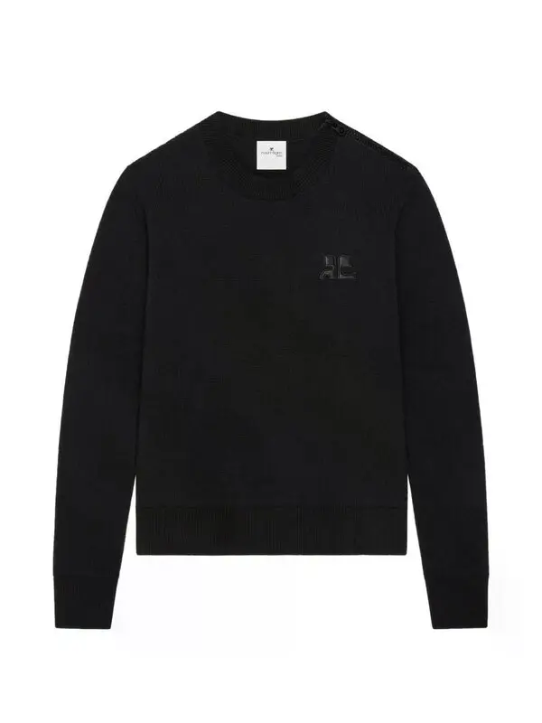 COURREGES Logo-patch Shoulder-zip Sweater - Black