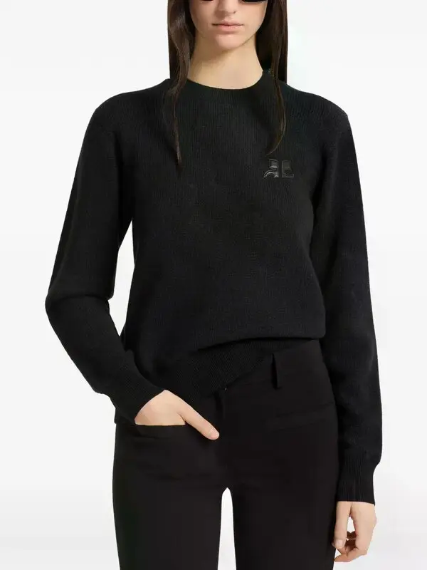 COURREGES Logo-patch Shoulder-zip Sweater - Black