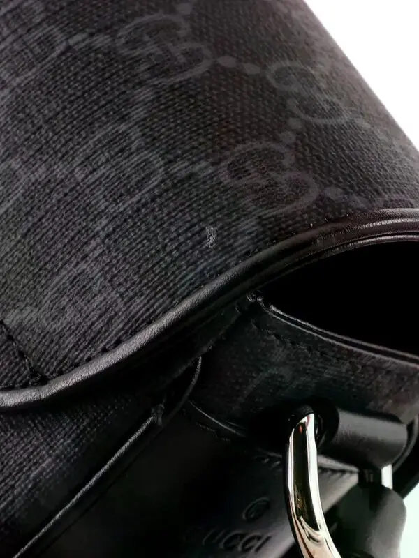 Gucci Web Flap Messenger Bag Gg Coated Canvas Super Mini Shoulder Bag