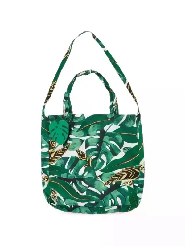 Farm Rio Tropical Leaf Printed Tote Bag