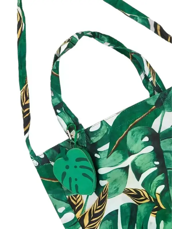 Farm Rio Tropical Leaf Printed Tote Bag