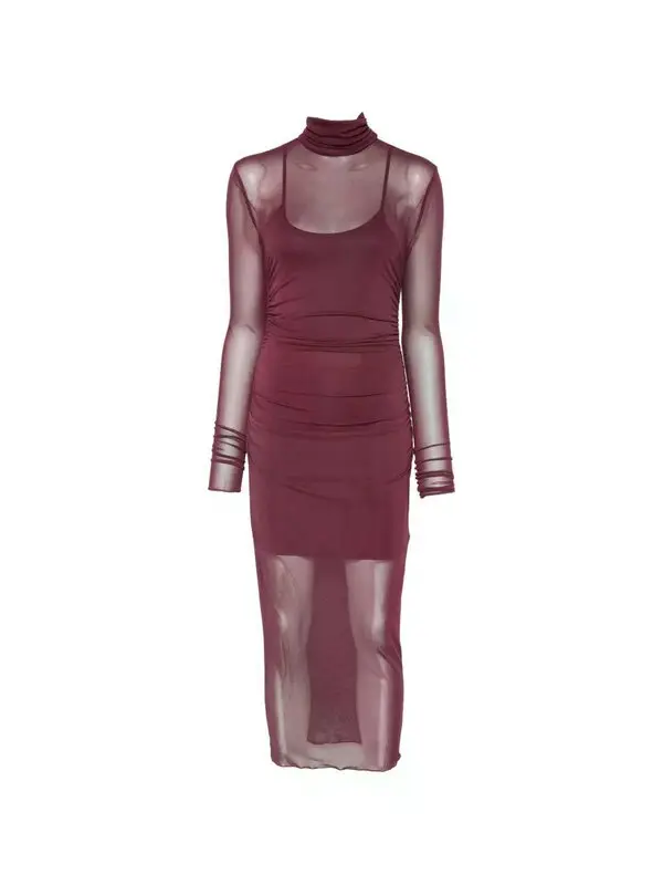 ANIYE BY Sheer-panelled Ruched Dress - Red