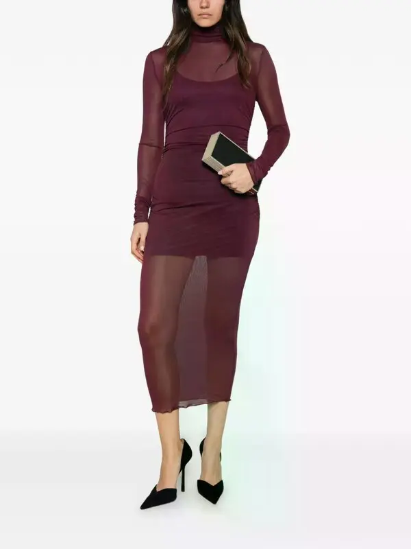 ANIYE BY Sheer-panelled Ruched Dress - Red
