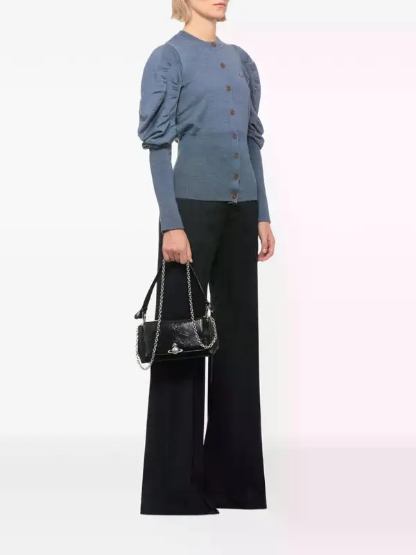 VIVIENNE WESTWOOD Orb-embroidered Puff-sleeve Cardigan - Blue