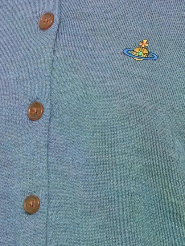 VIVIENNE WESTWOOD Orb-embroidered Puff-sleeve Cardigan - Blue