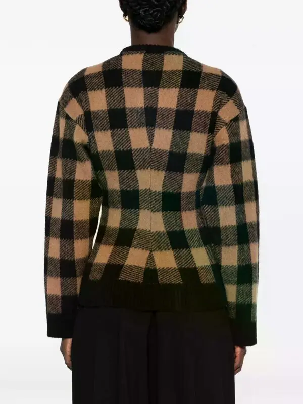 N°21 Check-pattern Button-up Sweater