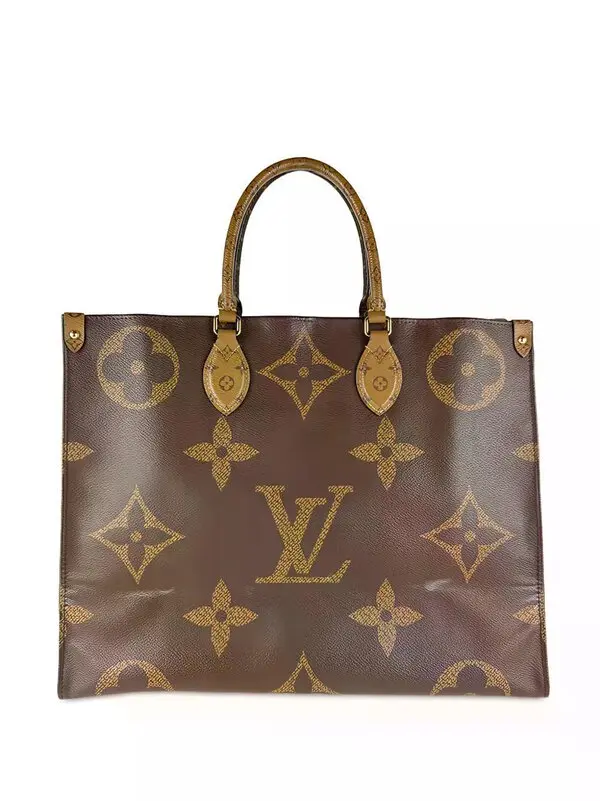 LOUIS VUITTON 2020 Monogram Reverse Giant Onthego Gm Satchel - Brown