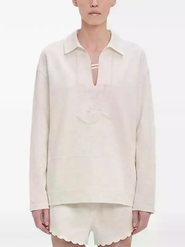 Victoria Beckham Embroidered Long-sleeve Top