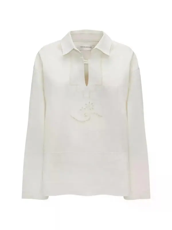 Victoria Beckham Embroidered Long-sleeve Top - White