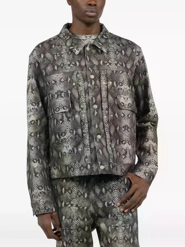 Roberto Cavalli Python-print Denim Jacket