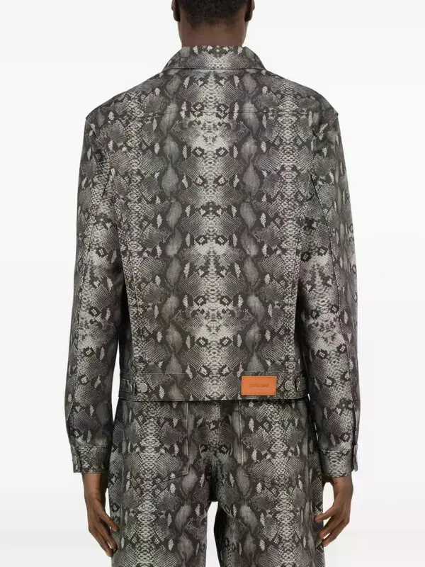 Roberto Cavalli Python-print Denim Jacket