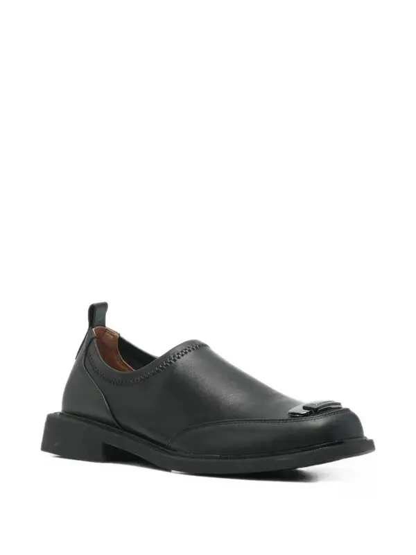 LINDA BAUMANN Logo-plaque Square-toe Loafers