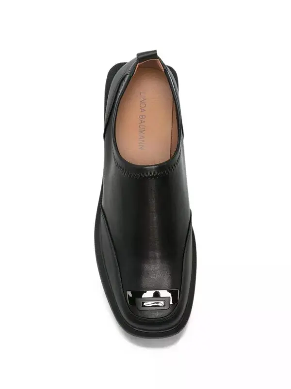 LINDA BAUMANN Logo-plaque Square-toe Loafers
