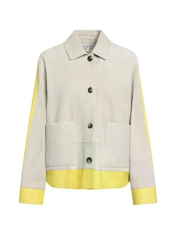 Loewe Turn-up Jacket In Suede Lambskin - Grey