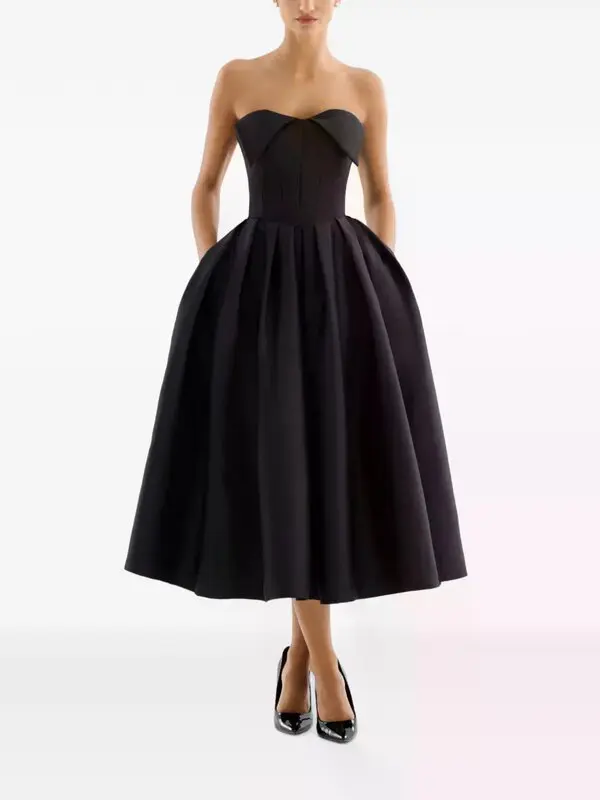 ADAMARIS Strapless Pleated Midi Dress