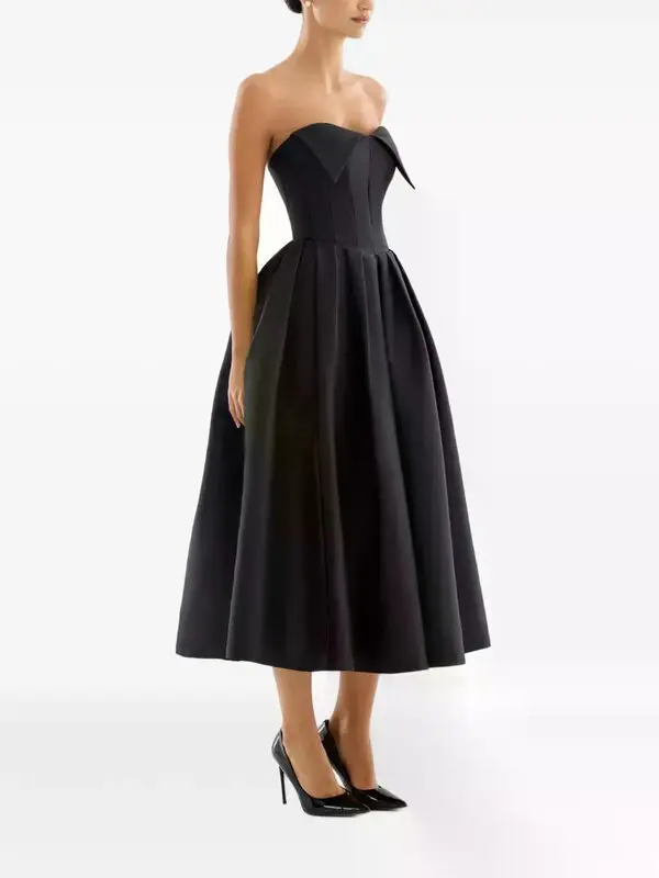 ADAMARIS Strapless Pleated Midi Dress