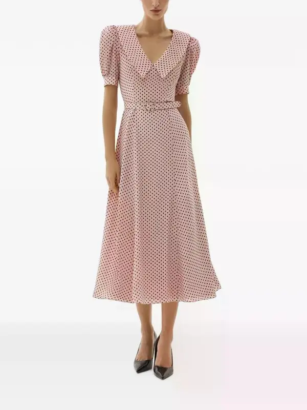 ADAMARIS Polka-dot Belted Midi Dress