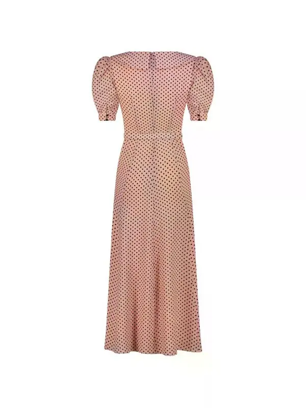 ADAMARIS Polka-dot Belted Midi Dress
