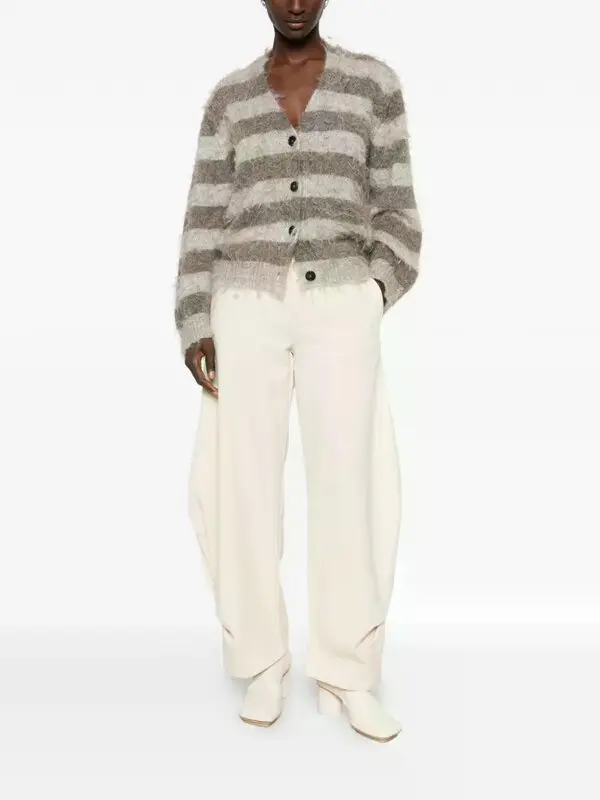 SOLOTRE Striped Brushed Cardigan