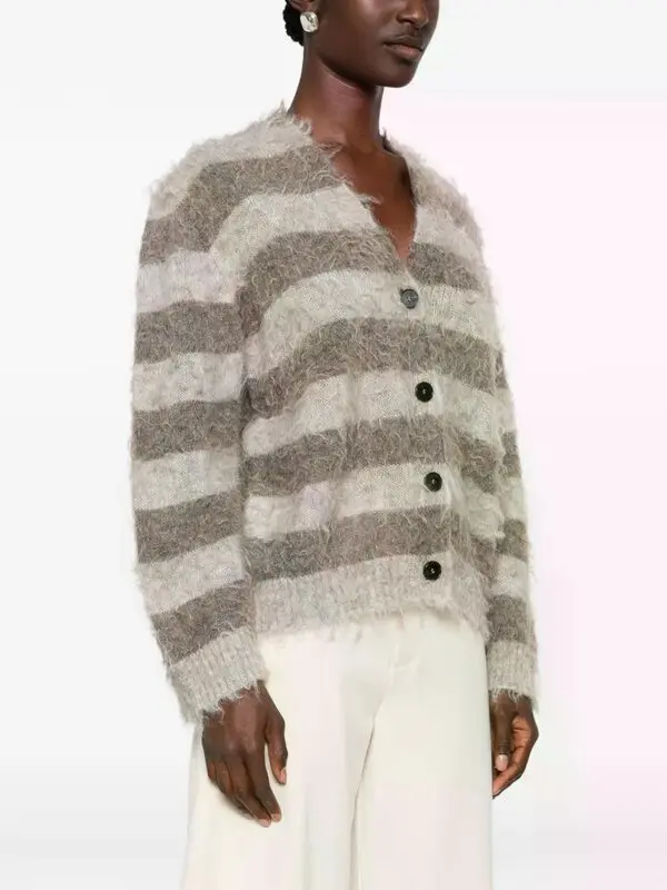 SOLOTRE Striped Brushed Cardigan