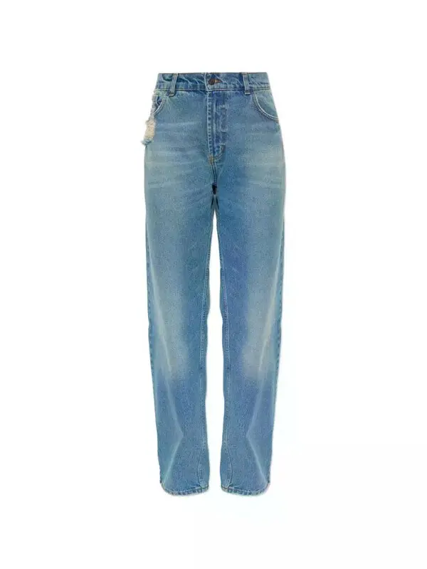 THE MANNEI Distressed Straight-leg Jeans - Blue