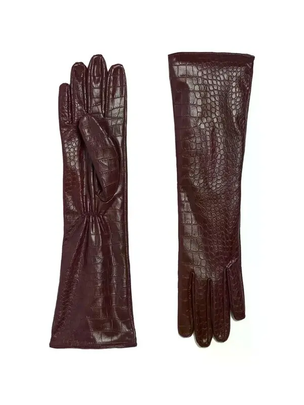 Apparis Gwen Croc-effect Gloves - Red