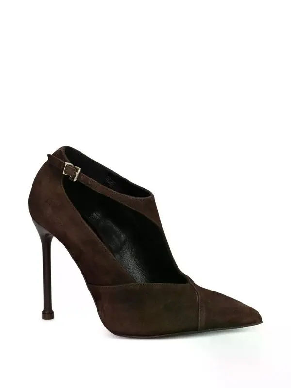 ALBANO Pointed-toe Buckled Pumps - Brown
