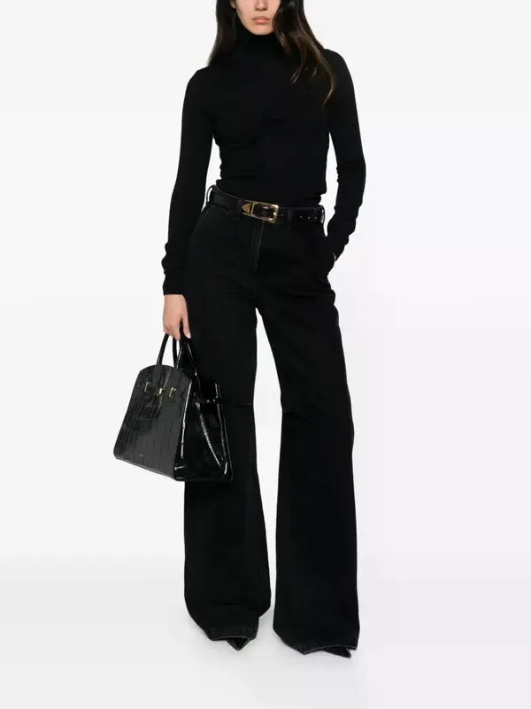 SOLOTRE Ruched Roll-neck Sweater