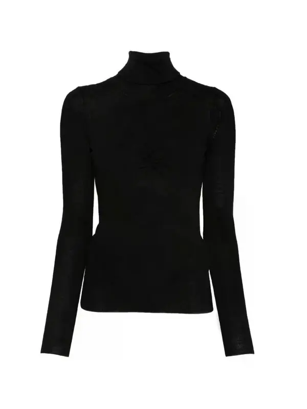 SOLOTRE Ruched Roll-neck Sweater - Black