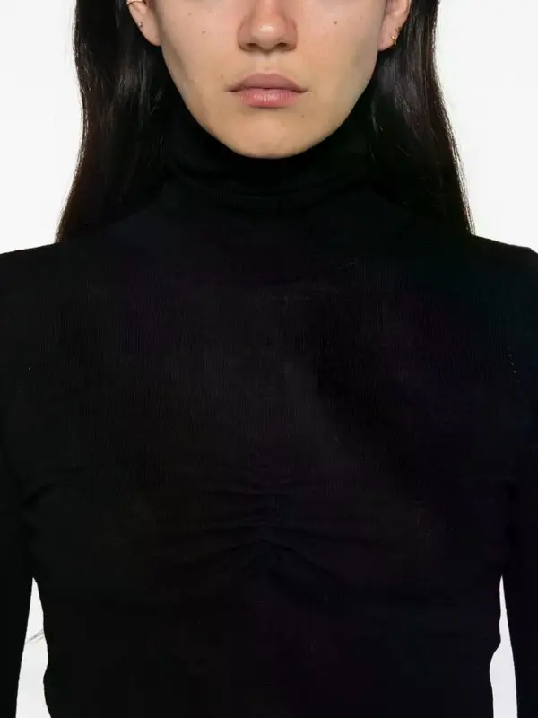 SOLOTRE Ruched Roll-neck Sweater